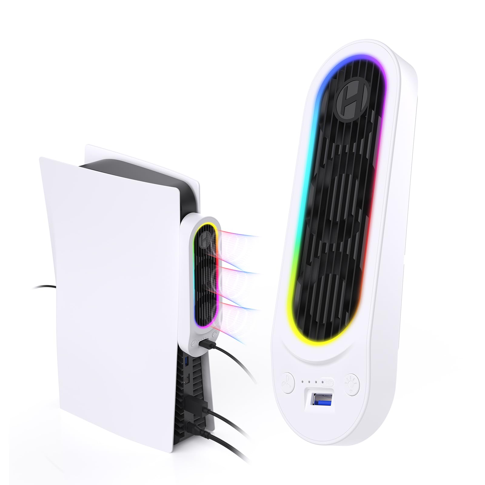 Amazon.com: HZLucki PS5 Cooling Fan, Quiet PS5 Fan with 9 LED Light and ...