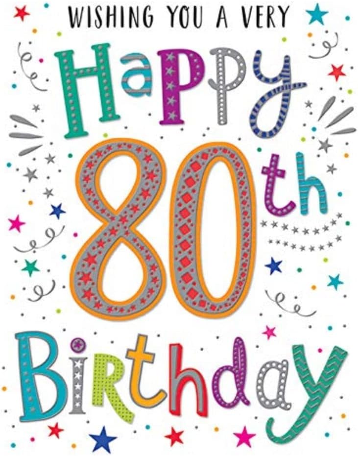 Piccadilly Greetings Modern Milestone Age Happy Birthday Card 80th ...