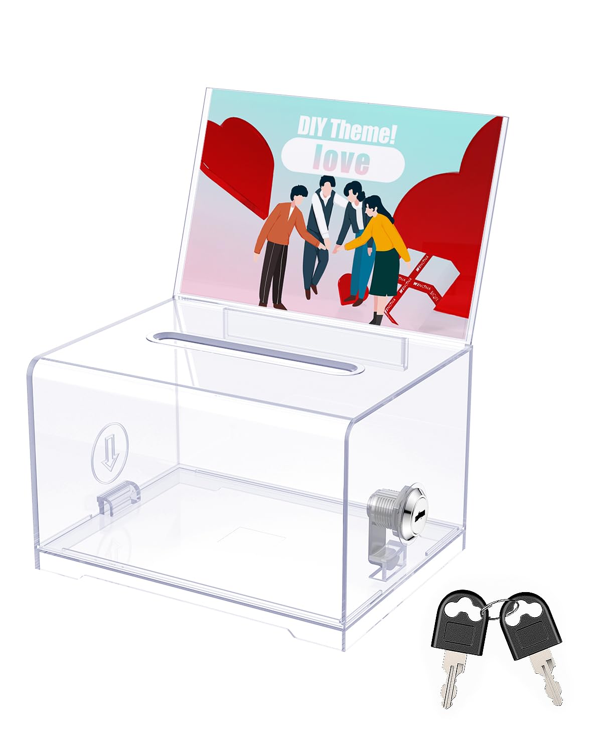 Uniclife Acrylic Donation Box with Lock and Sign Holder Clear Ballot ...