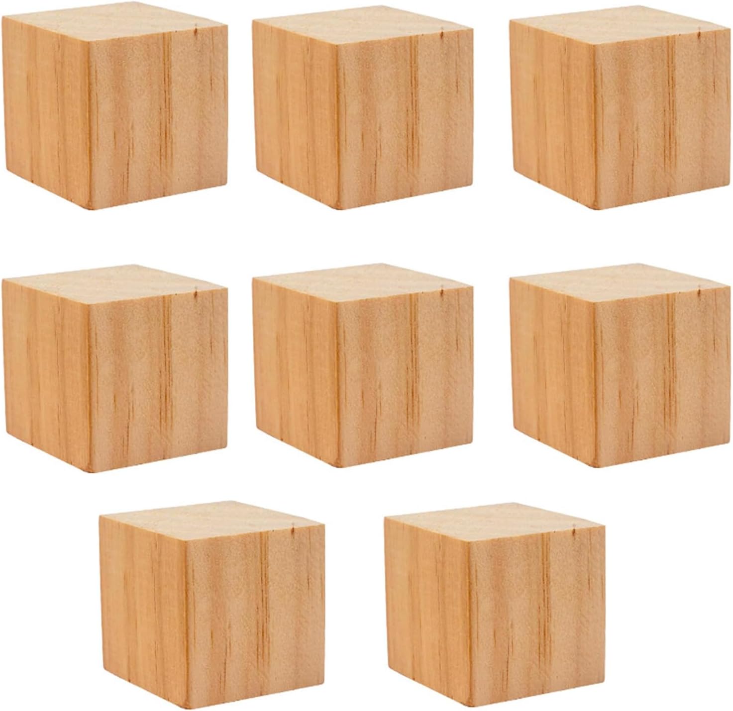 Amazon.com: 8PACK Wooden Blocks for Crafts, Unfinished Wood Cubes ...