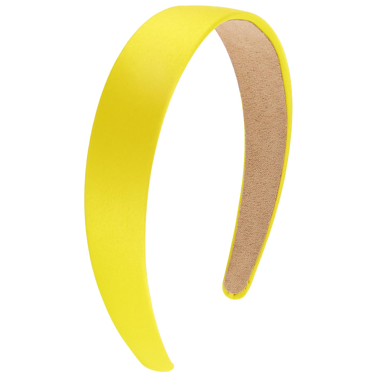 Amazon.com : Wecoe Yellow Headband 1.2 Inch Wide Silk Satin Headband ...