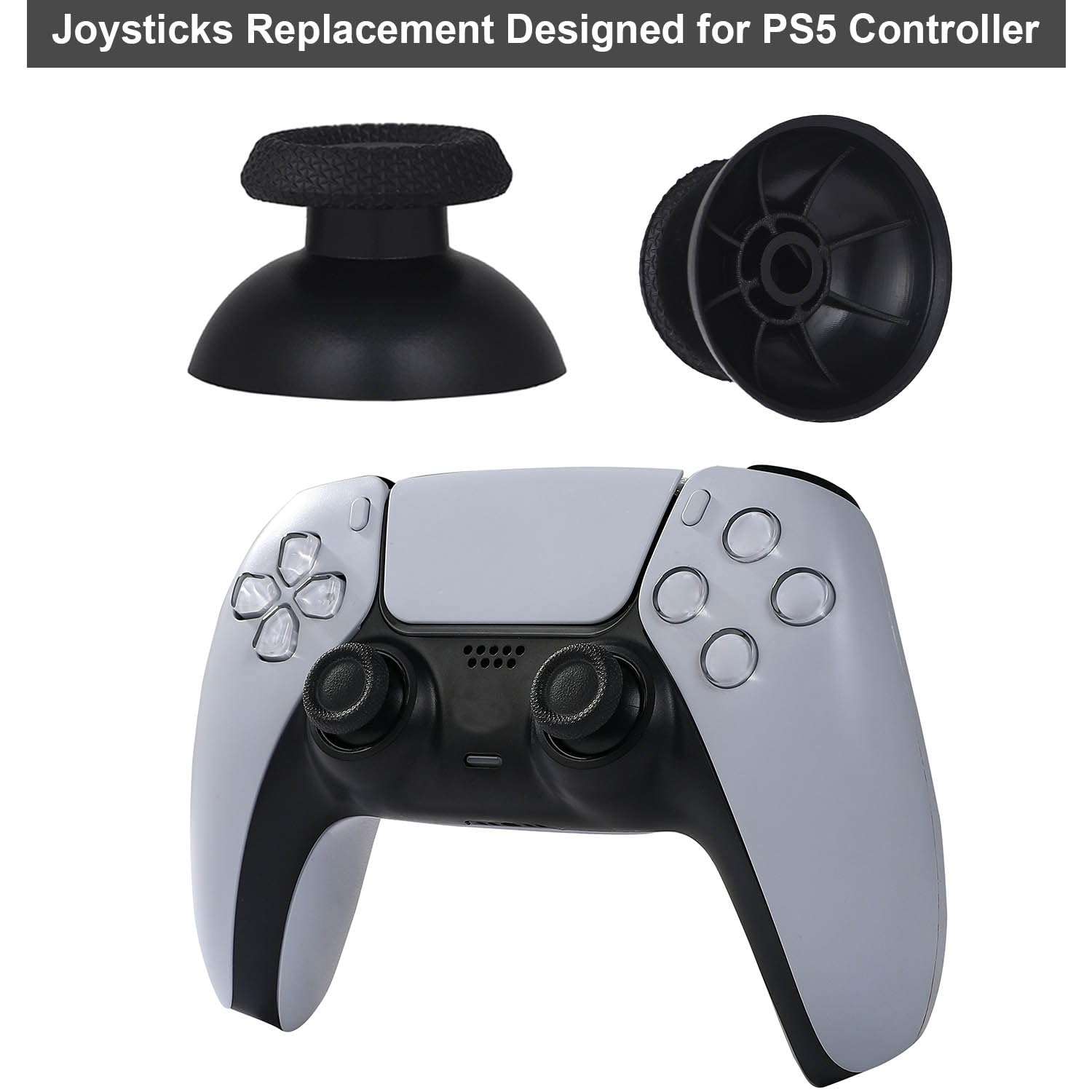 Snapklik.com : Ikpek 8 Pack Black Replacement Thumbsticks For DualSense ...