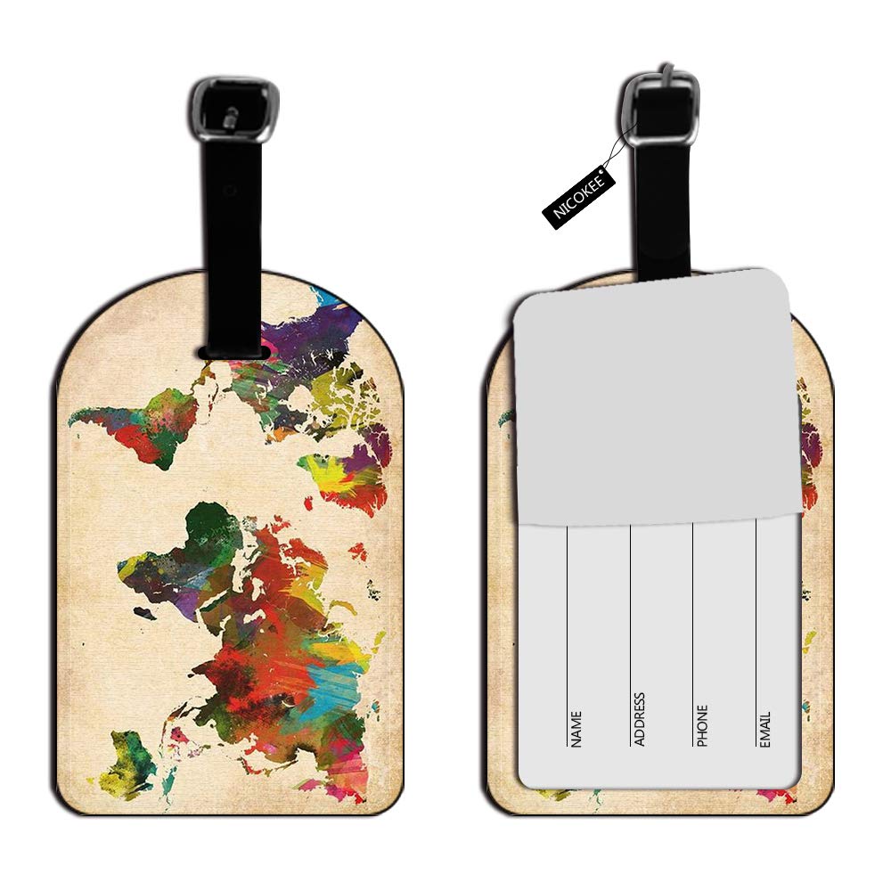 Buy NicokeeNicokee Colorful Rainbow of The World Earth Globe Luggage ID ...