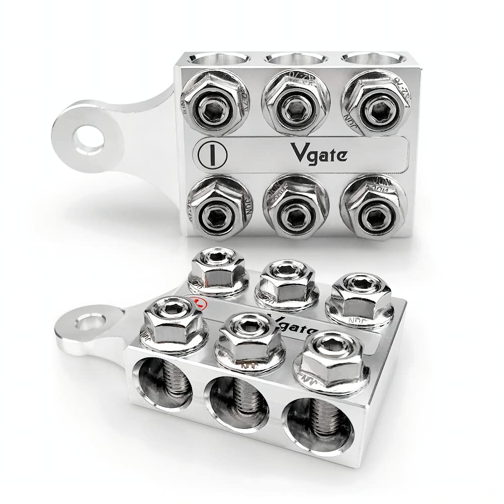 Vgate 12-Way Post Terminal Distribution Block Bus Bar, 8AWG up to 4/0 ...