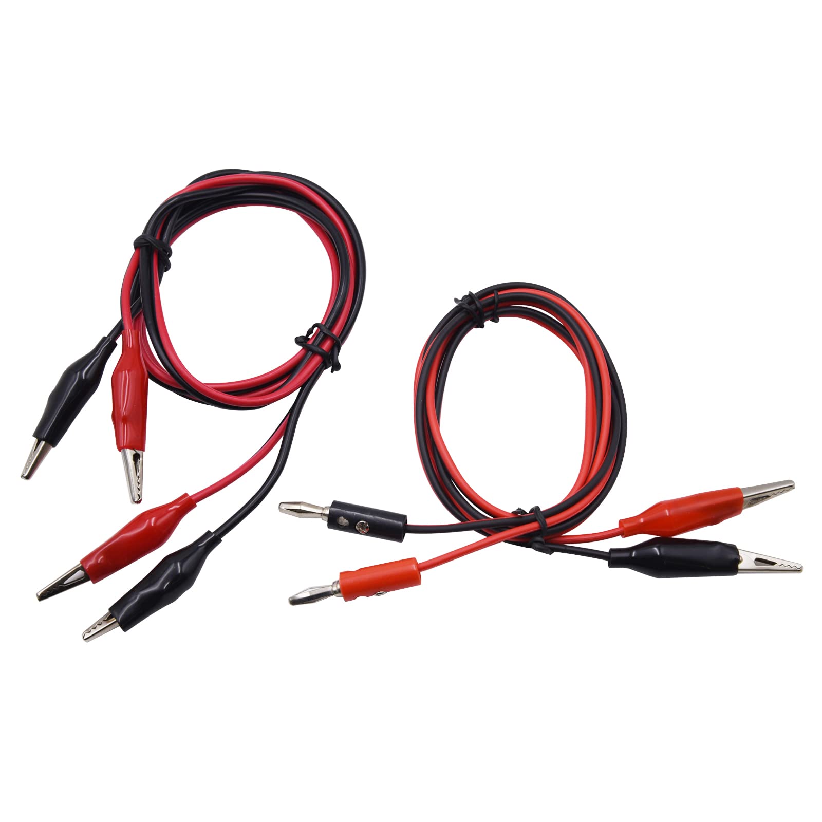 Snapklik.com : 1M 1 Red And 1 Black 2 Wire Alligator Clips To ...