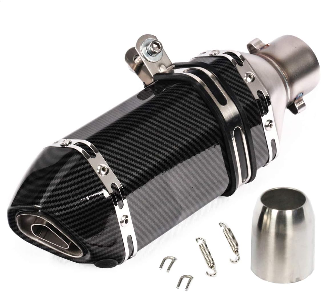 Amazon.com: KAJIMOTOR Universal Motorcycle Short Exhaust Muffler Carbon ...