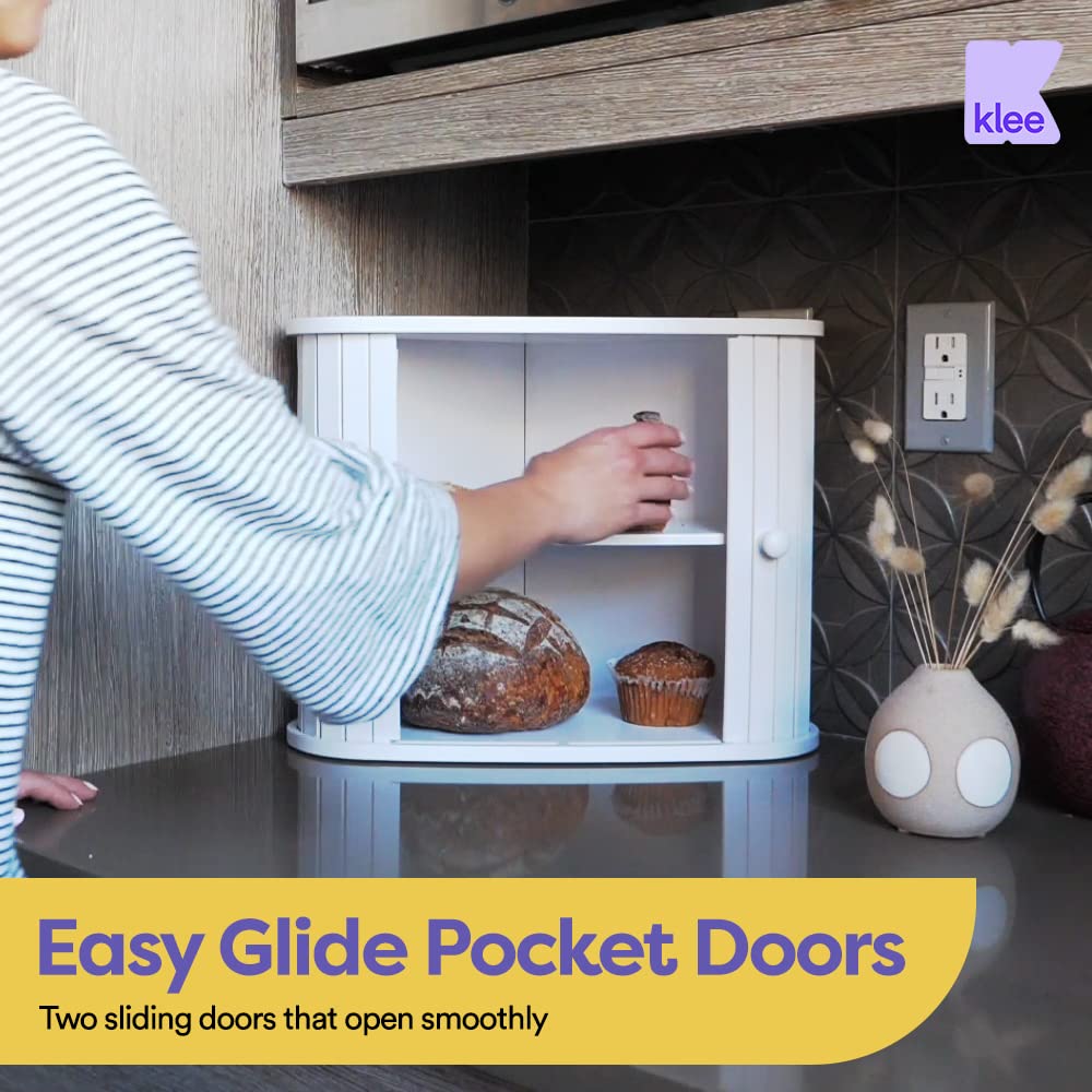 Klee 2-Layer Bread Box for Kitchen Countertop, Brushed White - Extra ...