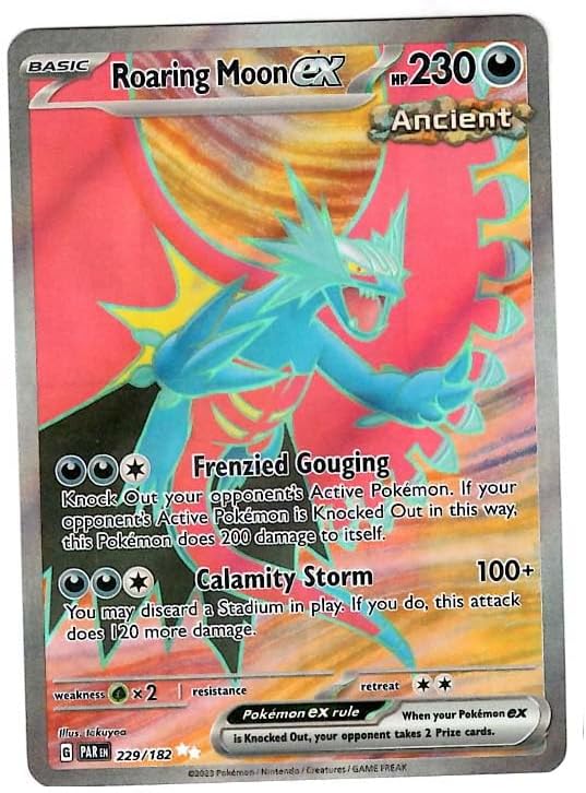 Amazon.com: Pokemon - Roaring Moon ex 229/182 - Paradox Rift - Full Art ...
