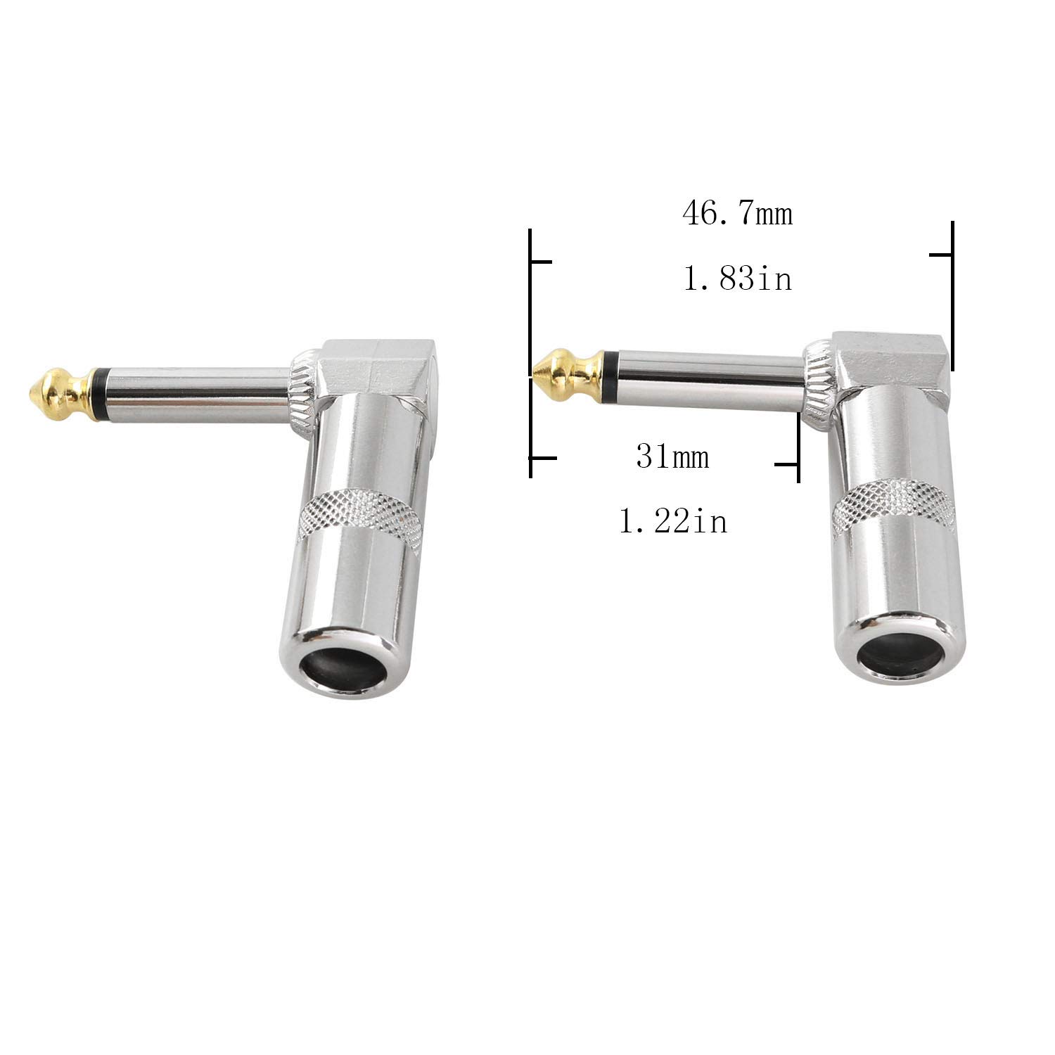 Snapklik.com : Audio 1/4 Inch Right Angle Plug 2PCS 6.3mm 90 Degree TS ...