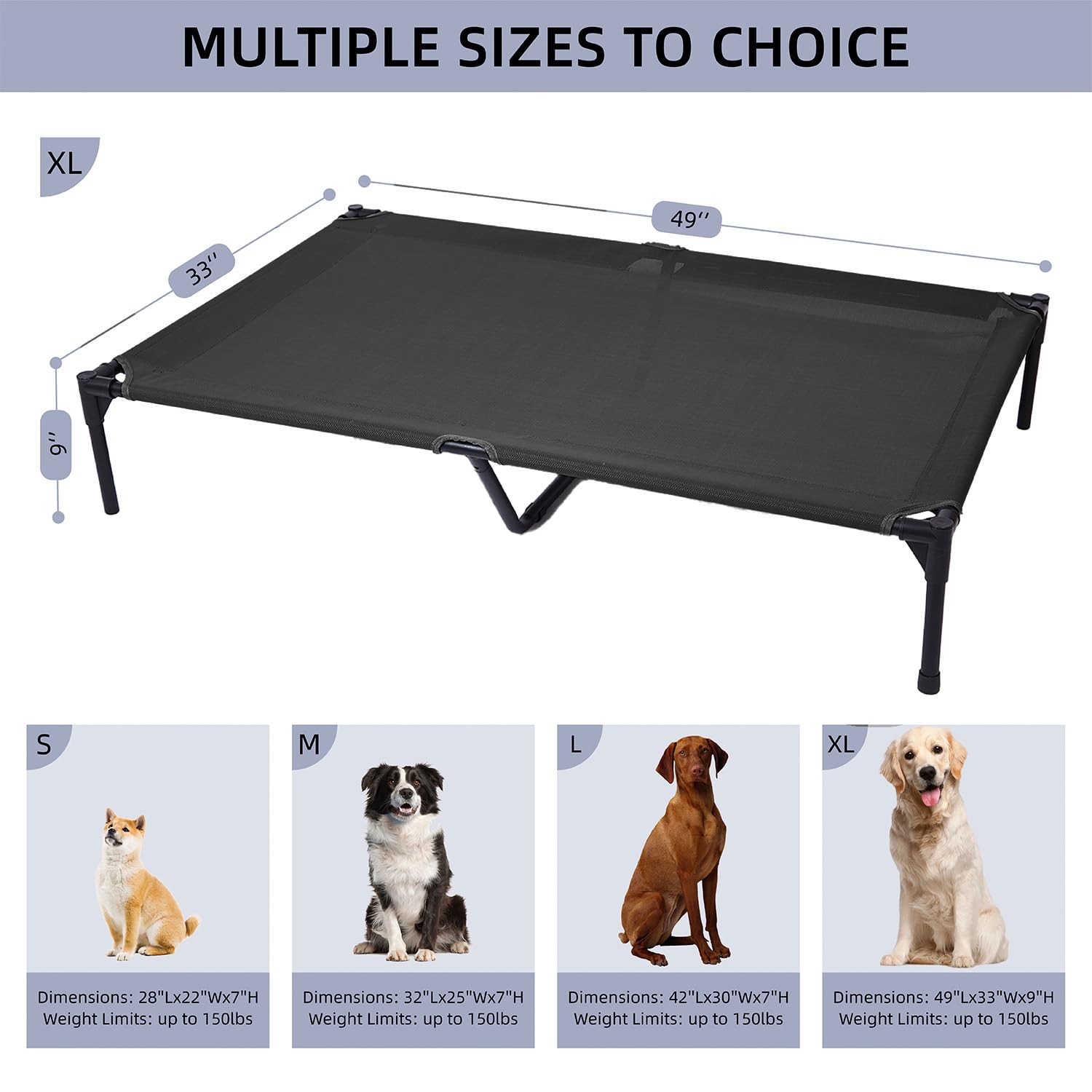 Snapklik.com : Pettycare Elevated Outdoor Dog Bed - Dog Cots For Large ...