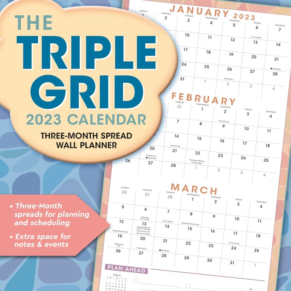 Amazon.com: The Triple Grid 2023 Calendar: Three-month Spread Wall ...