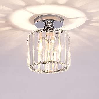 Close To Ceiling Lights Mini Crystal Ceiling Lamp Modern Round Clear ...