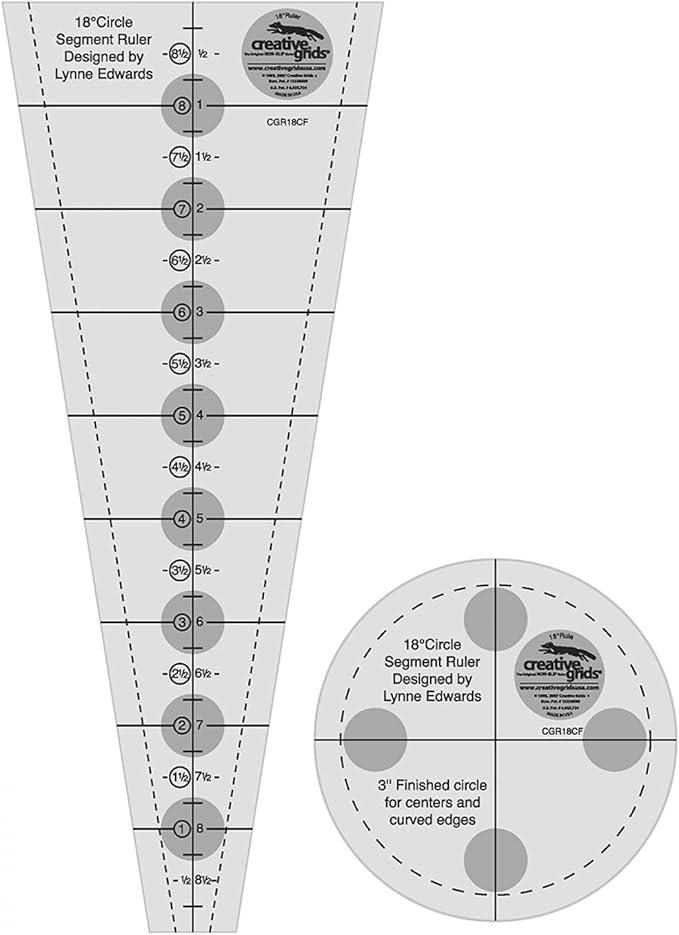 Amazon.co.jp: Creative Grids Circle Segment Quilting Ruler 18 Degree ...
