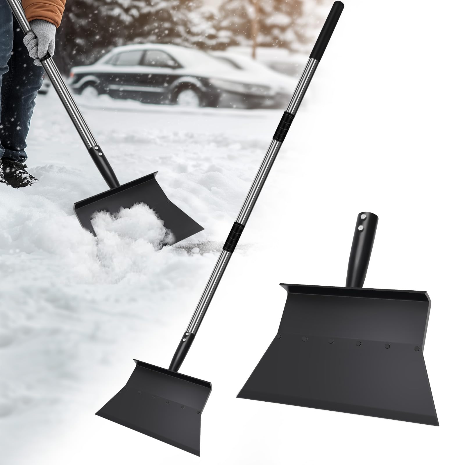 Amazon.com : GHWMYD Snow Flat Shovel, Ice Scraper with 46.5 Inch ...