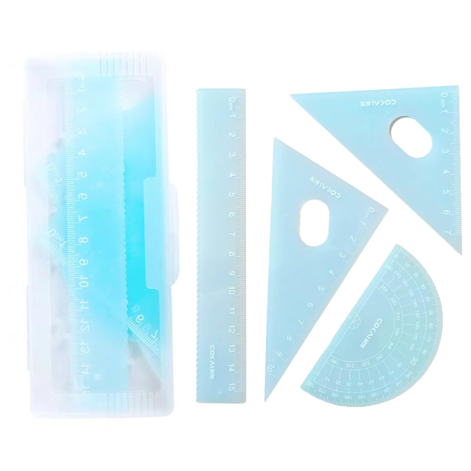 Math Geometry Tool Plastic Ruler Set Includes Straight Ruler, Triangle ...