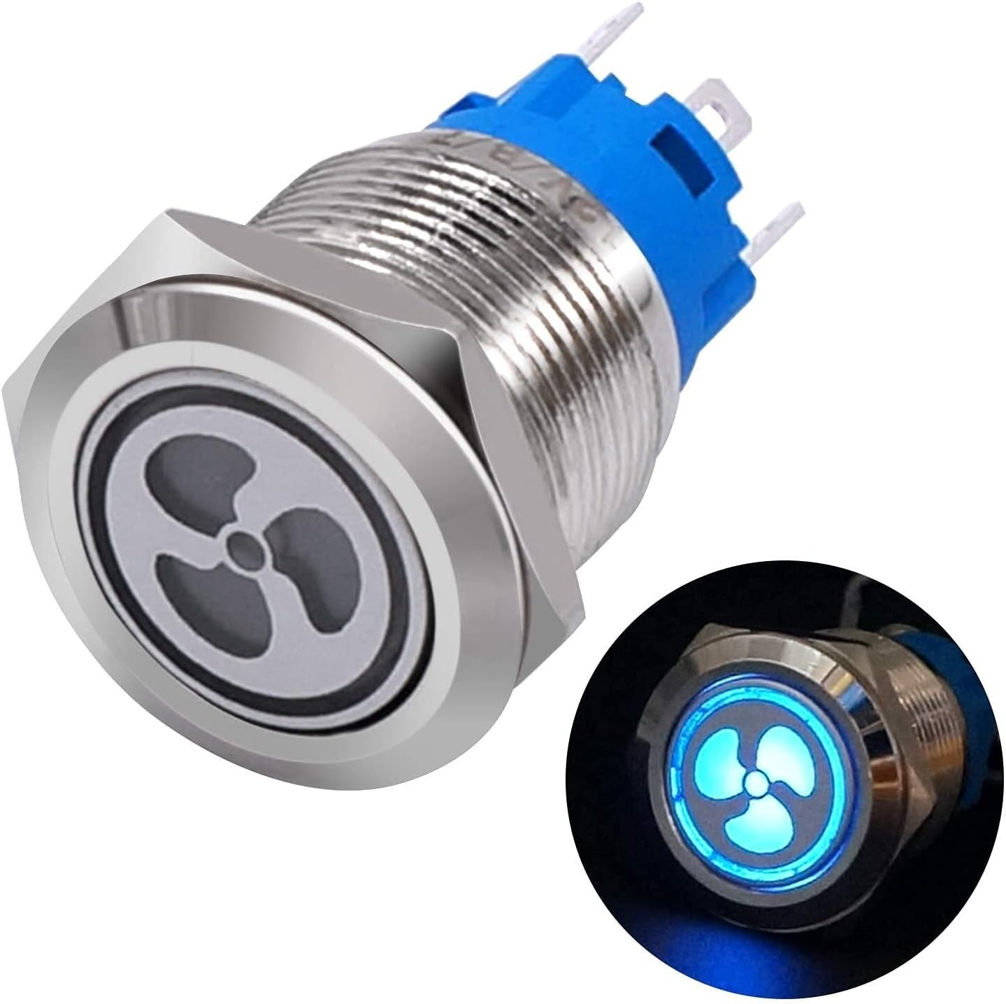 Amazon.com: SCRUBY Interruptor LED azul de 12 V y 0.748 in 1NO 1NC 3/4 ...