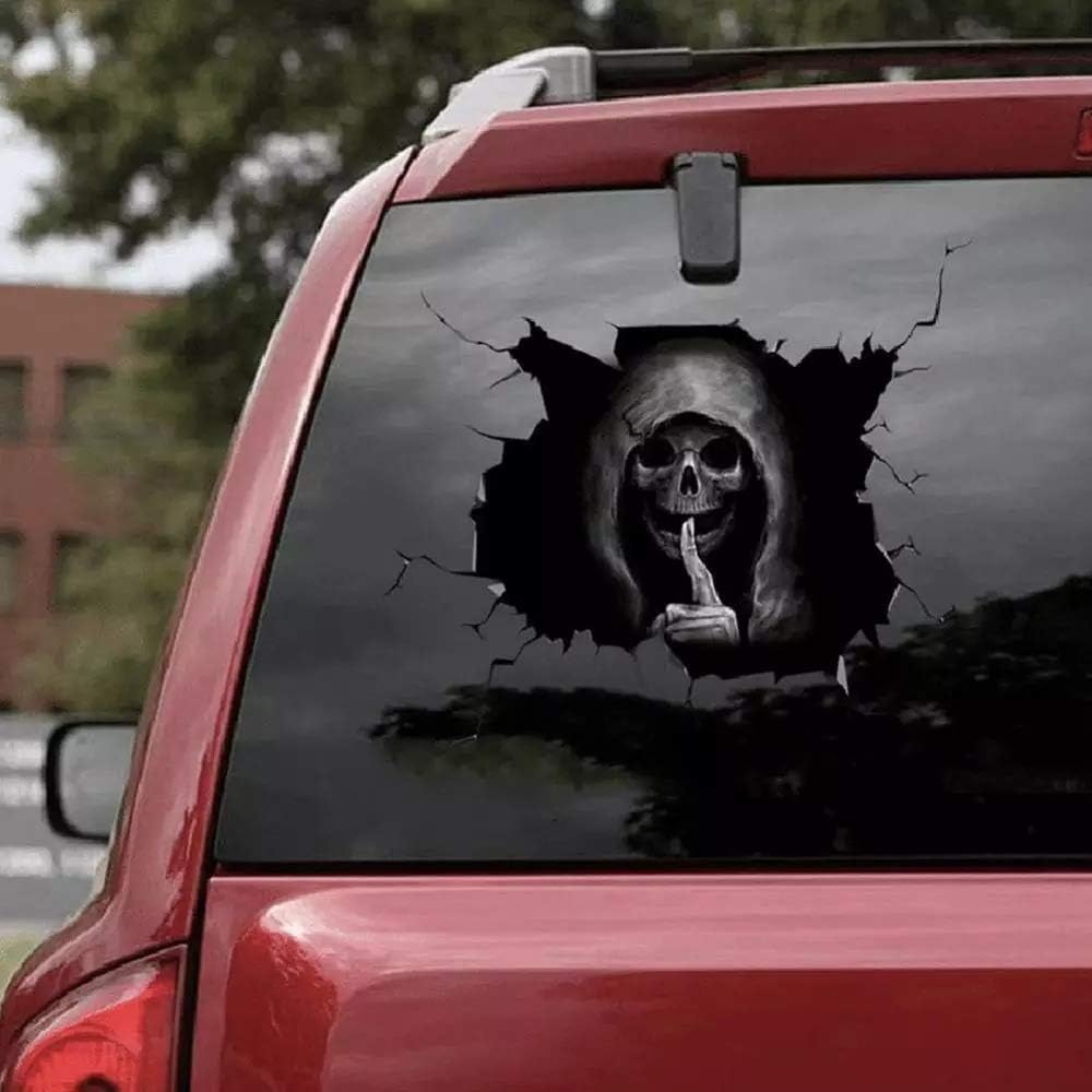 Amazon.com - 3D Silent Skull Sticker,15.7x8 in Halloween Scary Grim ...