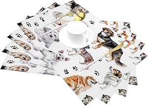 Amazon.com: Adorable Dogs Printed Placemats Set of 4 PVC Placemats ...