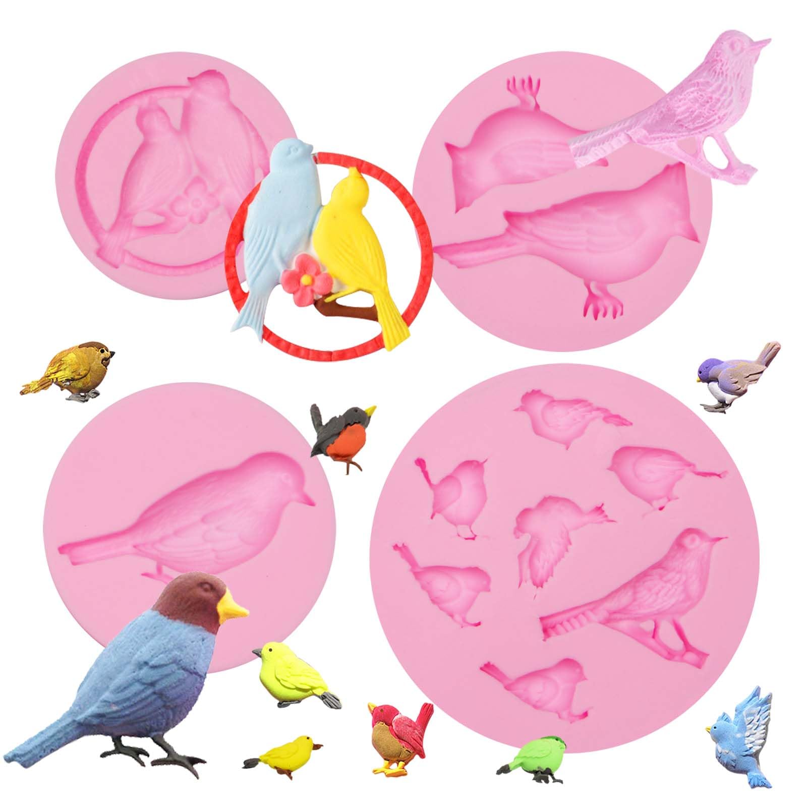 Amazon.com: Bird Silicone Molds, 4 Packs Mini Cardinals Birds Chocolate ...