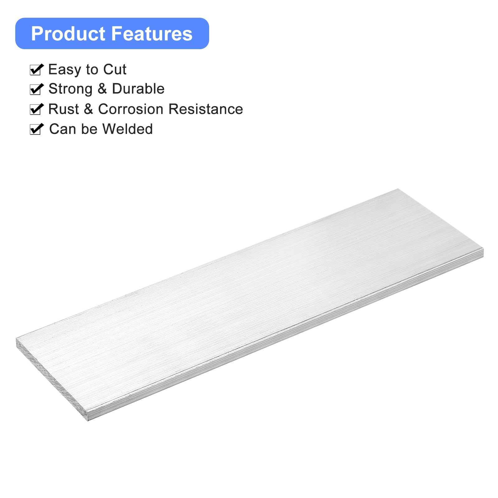 Snapklik.com : Uxcell Square Aluminum Flat Bar, 1/4" Thick 2.8" Width ...