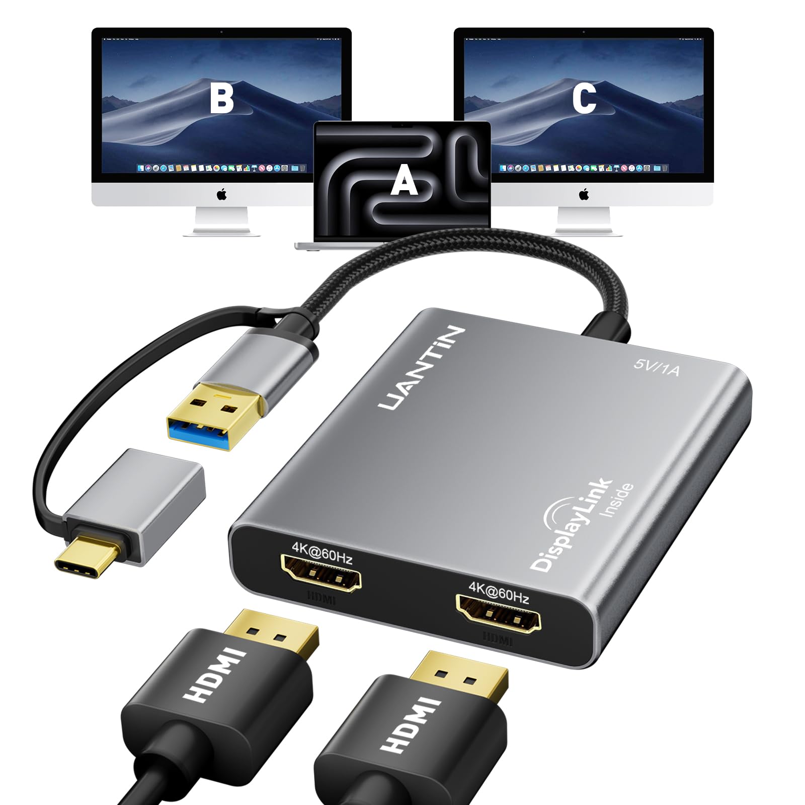 Amazon.com: UANTIN USB C to HDMI Adapter for Mac M1/M2/M3, 4K@60Hz ...