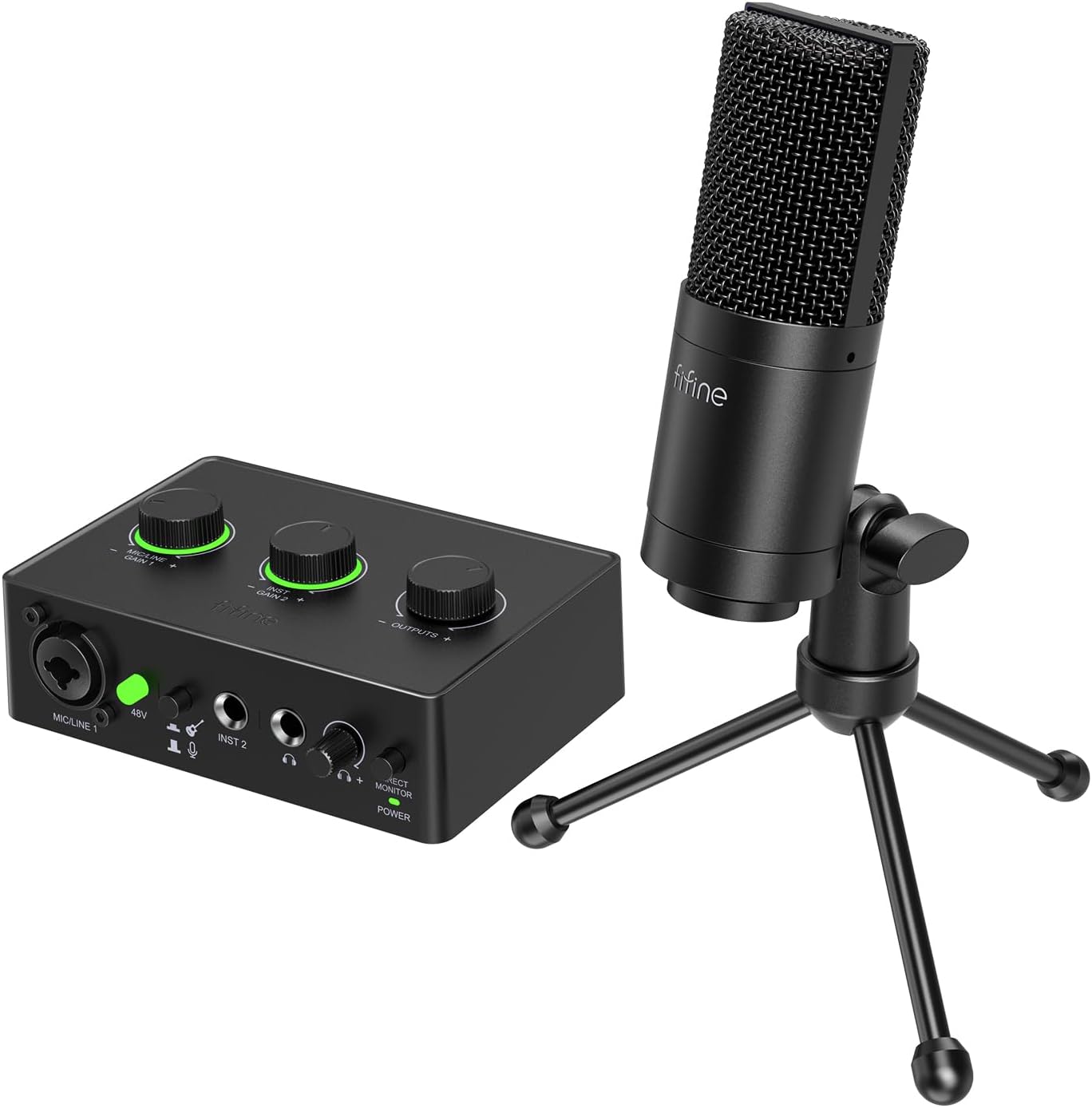 Amazon.com: FIFINE Audio Interface and Condenser Podcast Mic Set ...
