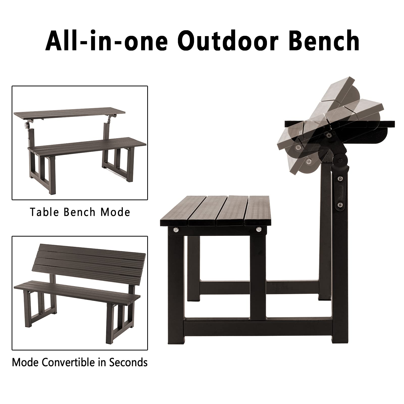 Snapklik.com : TECSPACE Aluminum Outdoor Convertible Bench