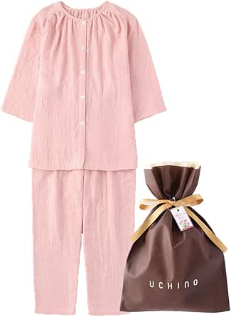 Amazon | [UCHINO] 【ギフト】 マシュマロガーゼ ノーカラー 七分袖パジャマ ギフト ピンク M | パジャマ・ルームウェアセット 通販