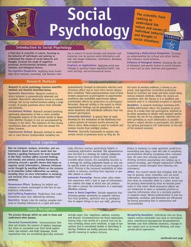 Social Psychology Study Card: ., Pearson Education: 9780205445882 ...