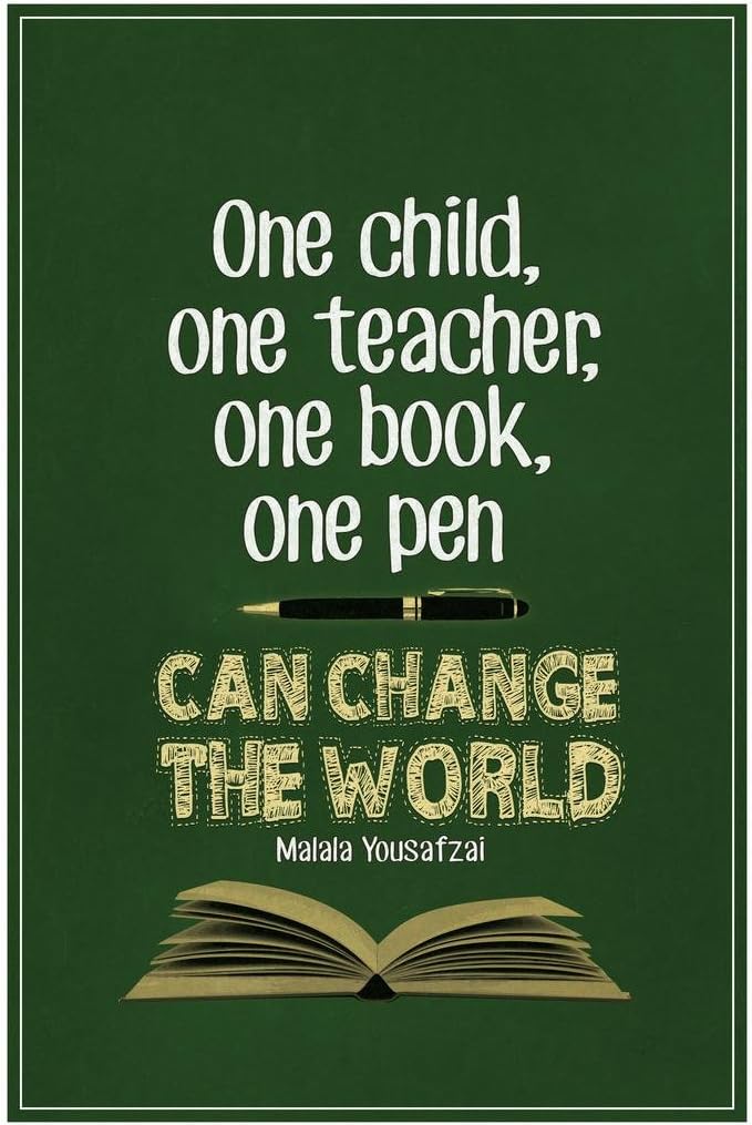 Amazon.com: Malala Yousafzai One Child One Teacher One Book One Pen Can ...