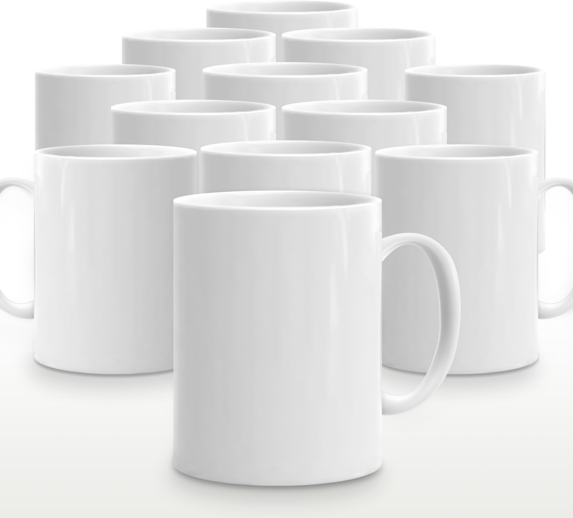 White Mugs Set of 12 | 100% Lead and Cadmium Free Stoneware Mug Set ...