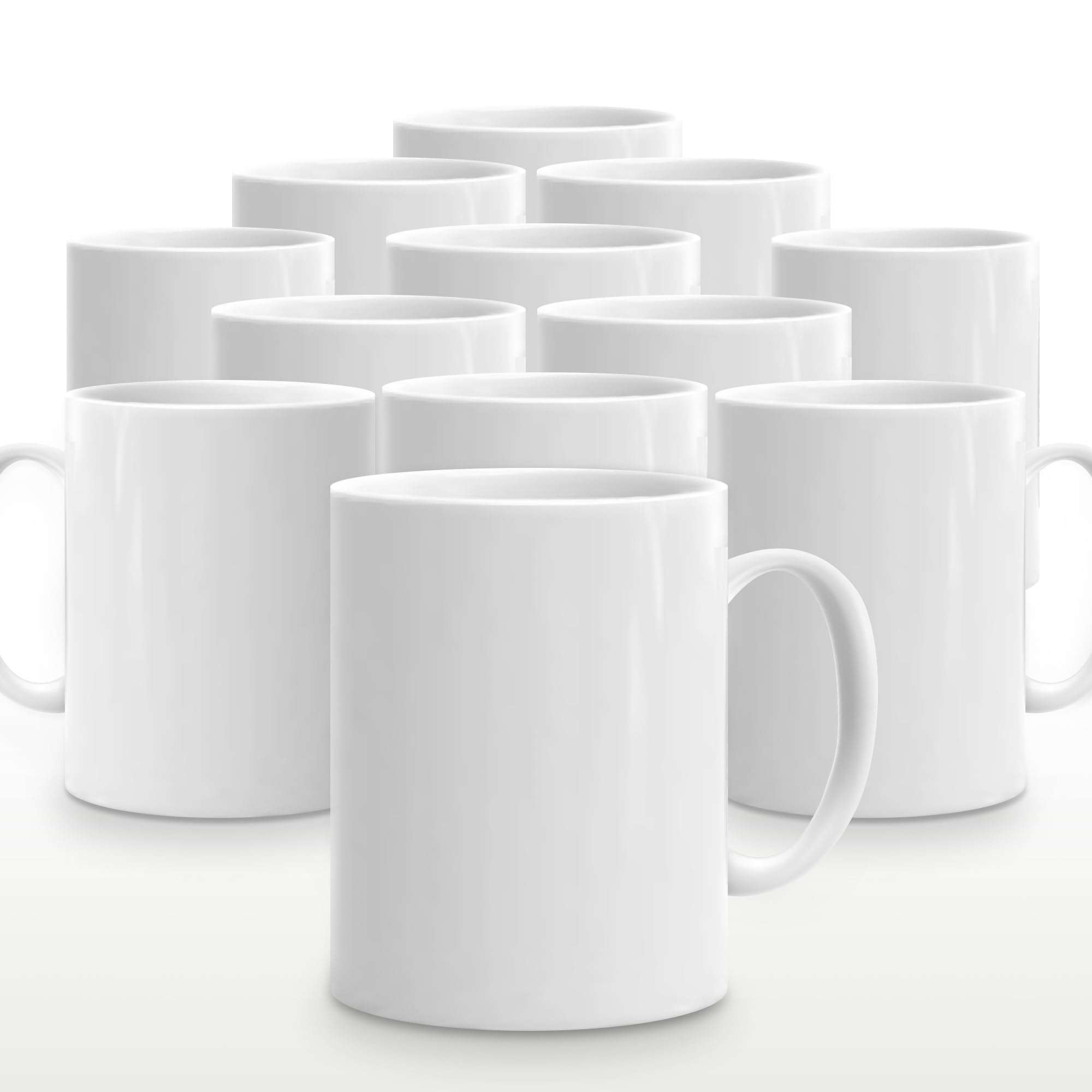 White Mugs Set of 12 | 100% Lead and Cadmium Free Stoneware Mug Set ...