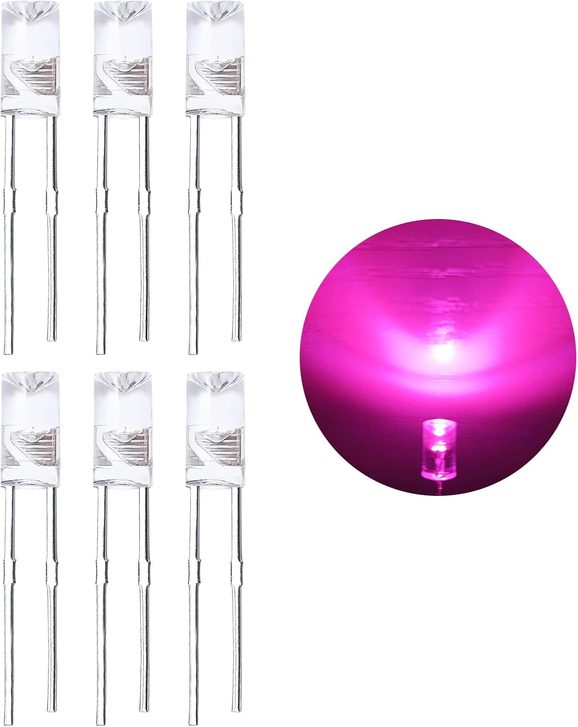 (Pink 160 Degree)120 Pieces 3mm high Brightness LED Clear LED Light ...