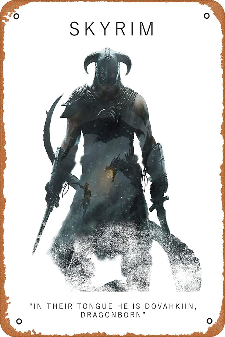 Wall Decor Sign - Skyrim Poster Poster - 8X12 Inch Vintage Metal Sign ...