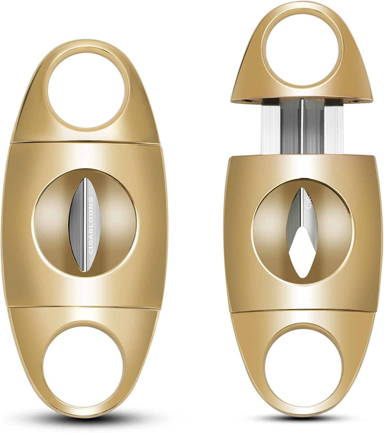 CIGARLOONG Cigar Cutter,Blade Smooth V-Shaped Stainless Steel Double ...