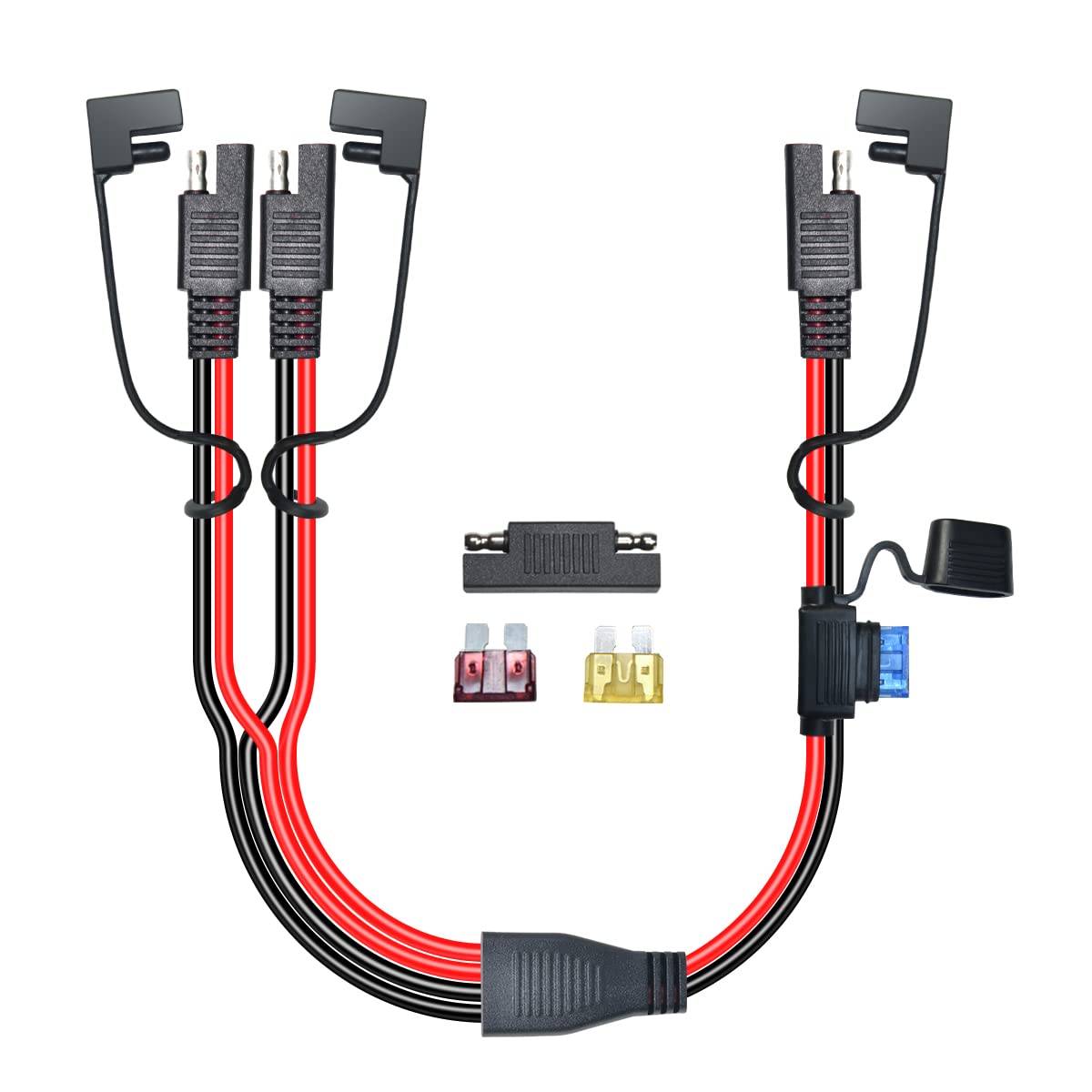 Amazon.com: ELFCULB 14 Gauge Wire 2FT SAE Splitter Extension Cable 1 to ...