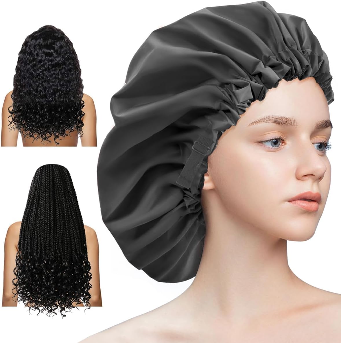 Amazon.com : Aquior Shower Cap for Women, Extra Adjustable Shower Caps ...