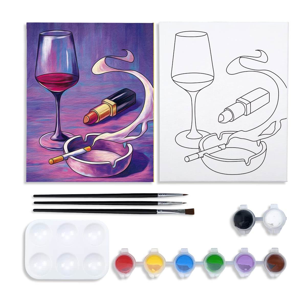 Amazon.com: Nuberlic Canvas Painting Kit Paint and Sip Kit for Adults ...