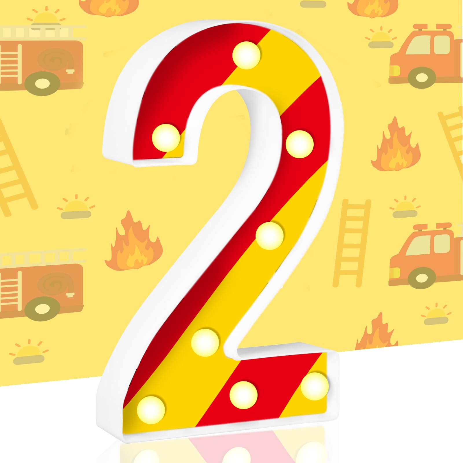 Amazon.com: Tkifoda Fire Truck LED Number Lights,Fire Truck Birthday ...