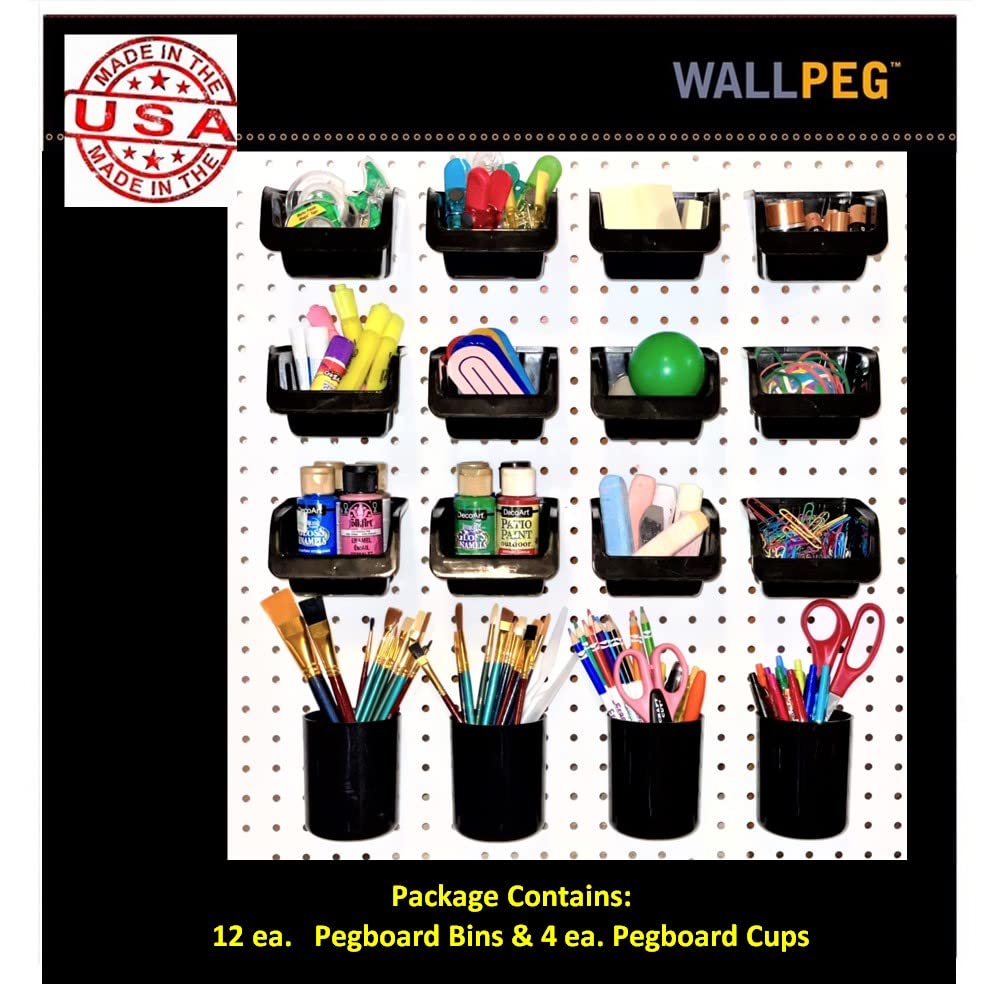 Amazon.com: WallPeg Made in USA Pegboard Bins - Kit PB-16 Hooks to Peg ...