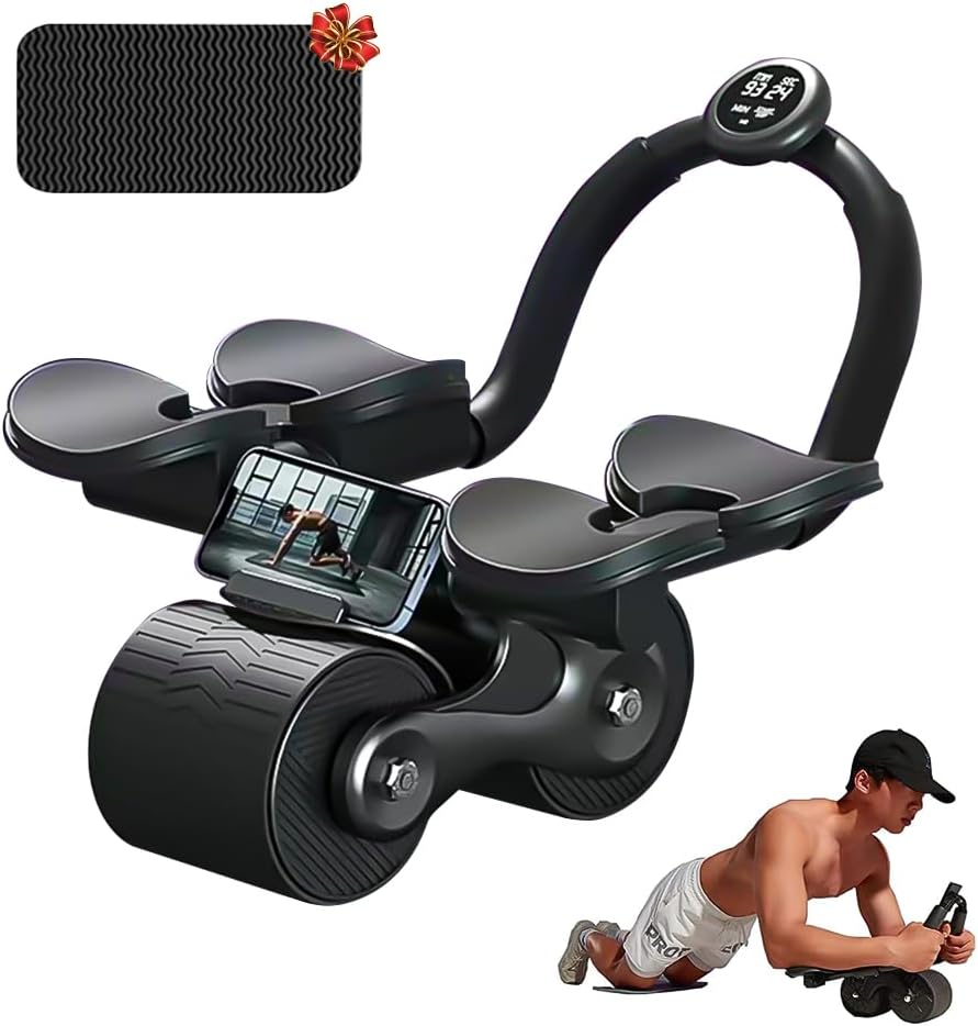 Automatic rebound abdominal wheel,With double elbow support and timer,Home abdominal muscle ...