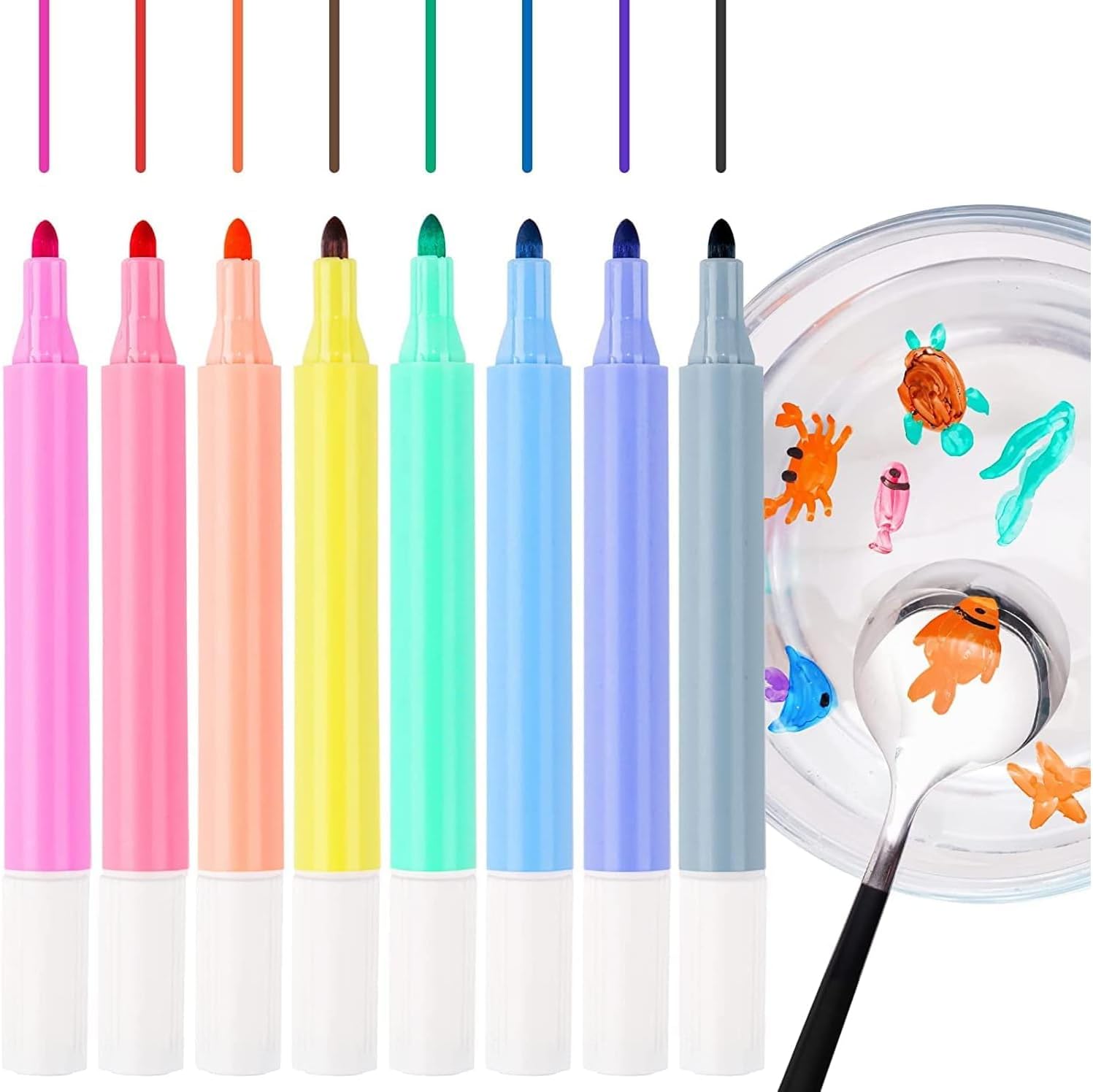 SUPER TOY 8 Pcs Magical Water Floating Ink Marker Pen for Kids, Magic ...