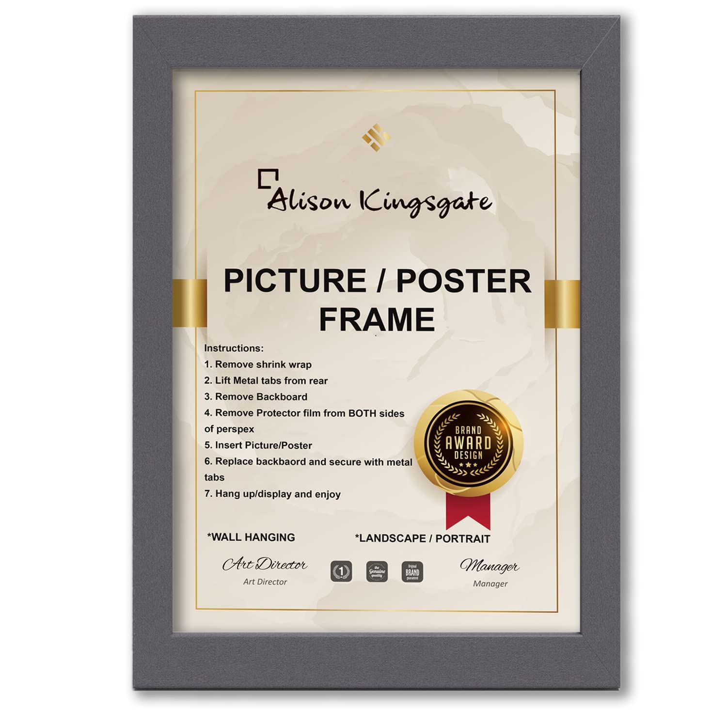 Alison Kingsgate Grey 60x50cm Frame Picture Frames In Multiple Sizes ...