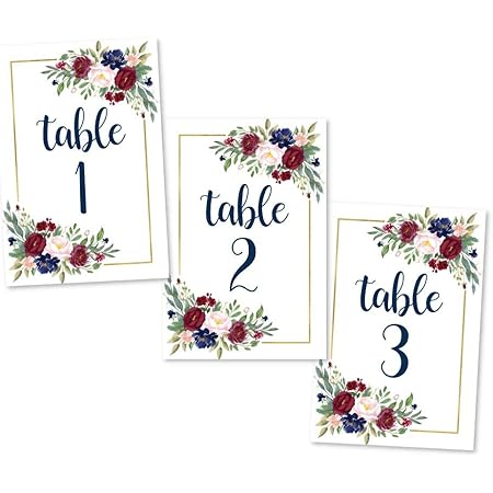 Amazon.com: InvitationHouse Bold Floral Table Number Cards 1-24 ...