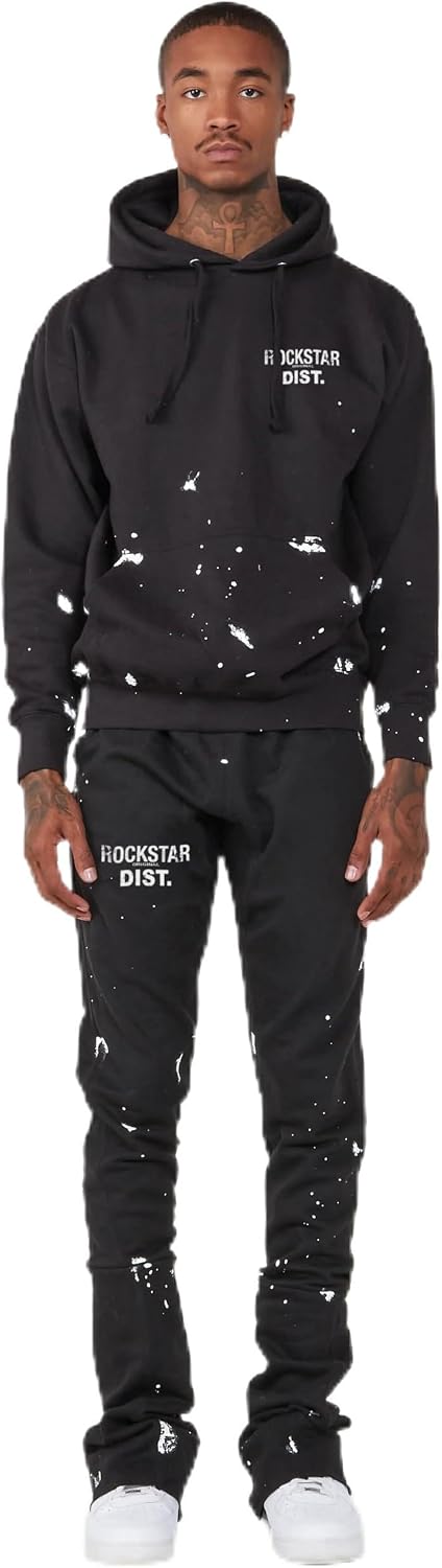 ROCKSTAR ORIGINAL Men's Raffer Black Hoodie/Stacked Flare Track Set ...