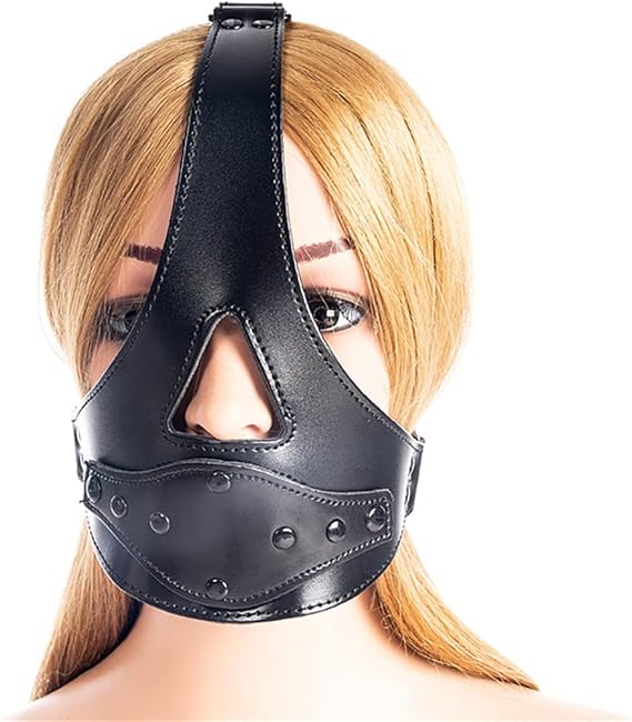 Amazon.com: SM Thicken Leather Head Harness Masks with Detachable Dildo Restraint Mouth Gag ...