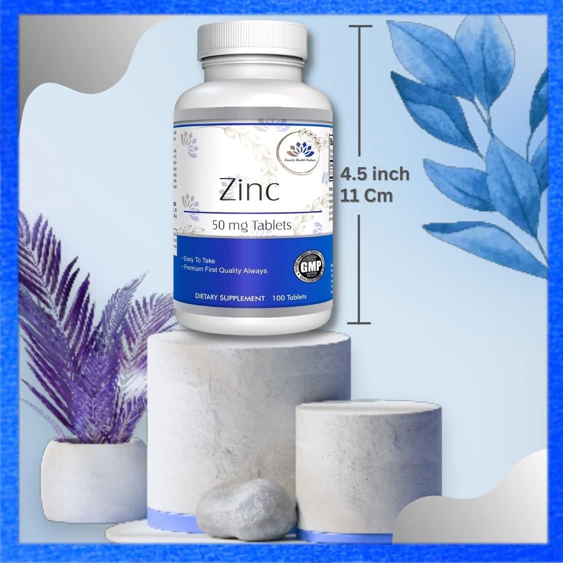 Family Health Products Suplemento de zinc de 50 mg, 100 tabletas para ...