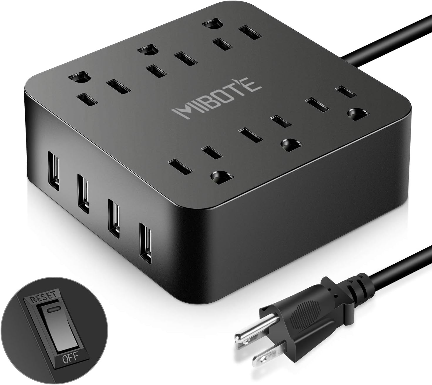 Amazon.com: Power Strip with USB, MIBOTE 6 AC Outlet with 4 Port USB ...