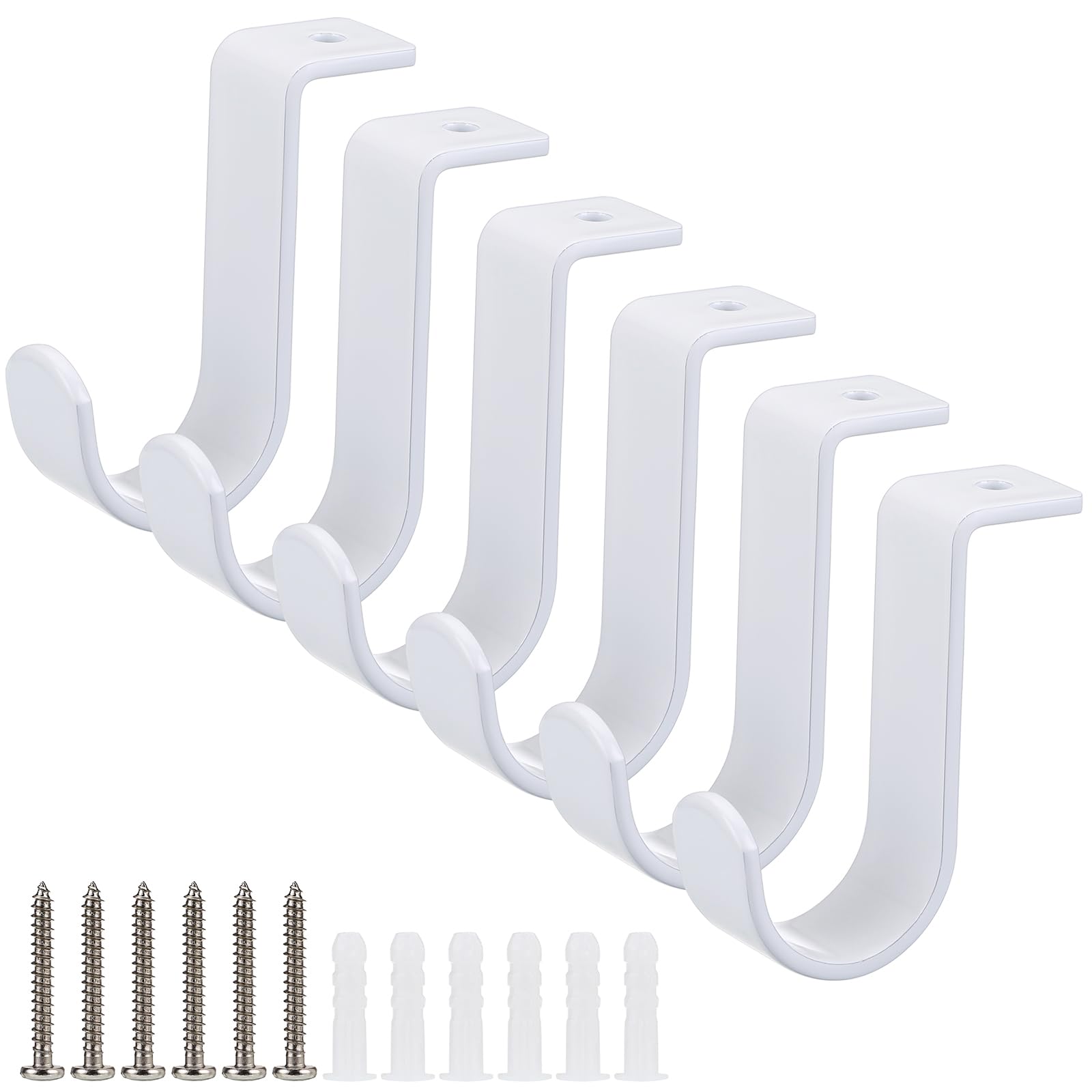 Amazon.com: Sumnacon Ceiling Curtain Rod Brackets Set of 6 Metal ...