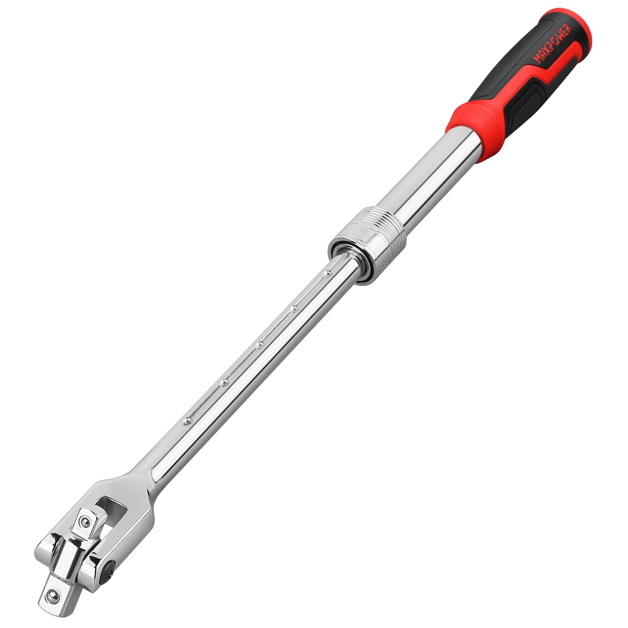 MAXPOWER Extendable Breaker Bar, Dual Drive Head 1/2" & 3/8" Drive 360 ...